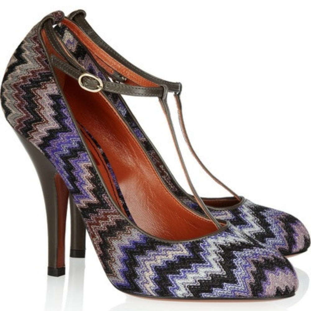 Missoni Purple Zig-Zag Crochet Leather Pumps - Gem